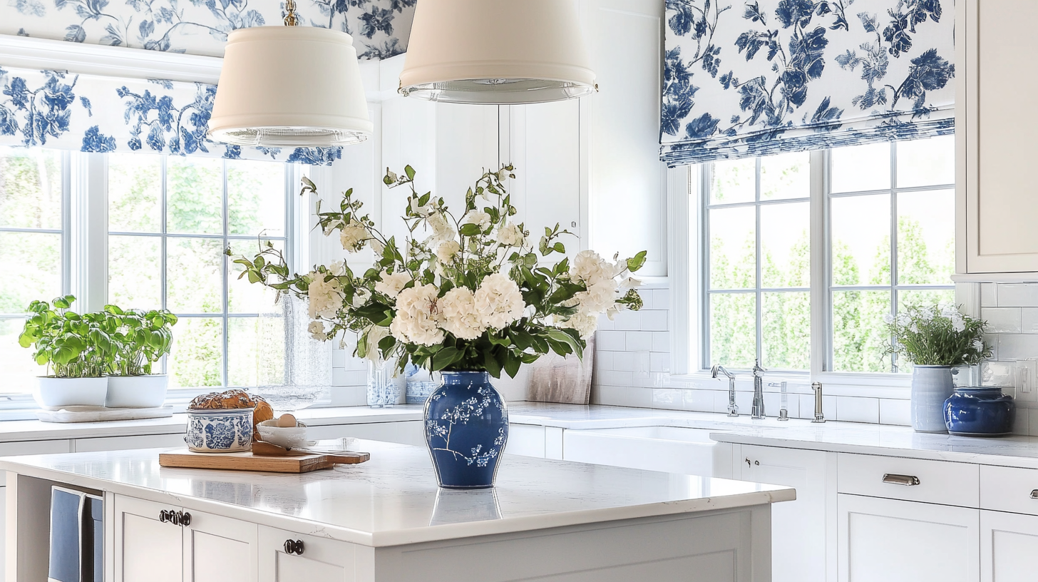 18 Stunning Blue and White Kitchen Curtain Designs - Northern Feeling