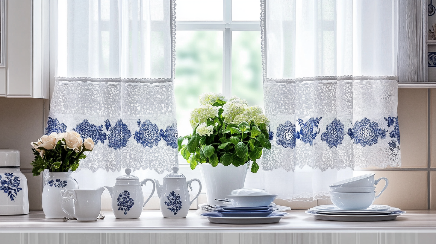 18 Stunning Blue and White Kitchen Curtain Designs - Northern Feeling